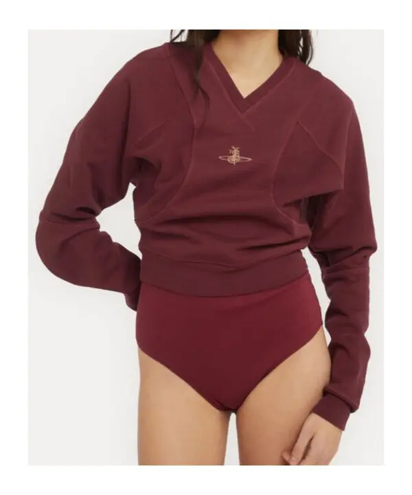 VIVIENNE WESTWOOD Logo Embroidered V-neck Sweatshirt