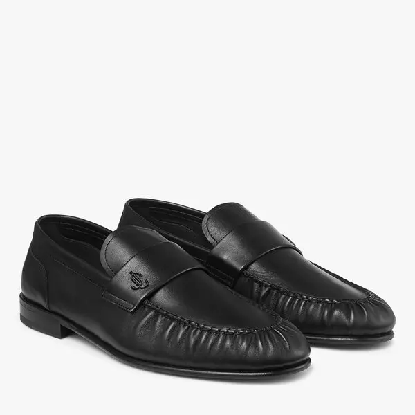 JIMMY CHOO Ellis Flat Loafers With Hand-stitched Details - Black