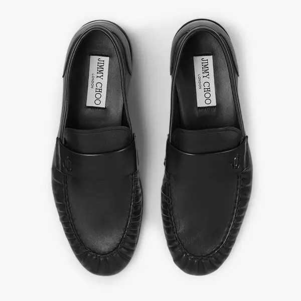 JIMMY CHOO Ellis Flat Loafers With Hand-stitched Details - Black