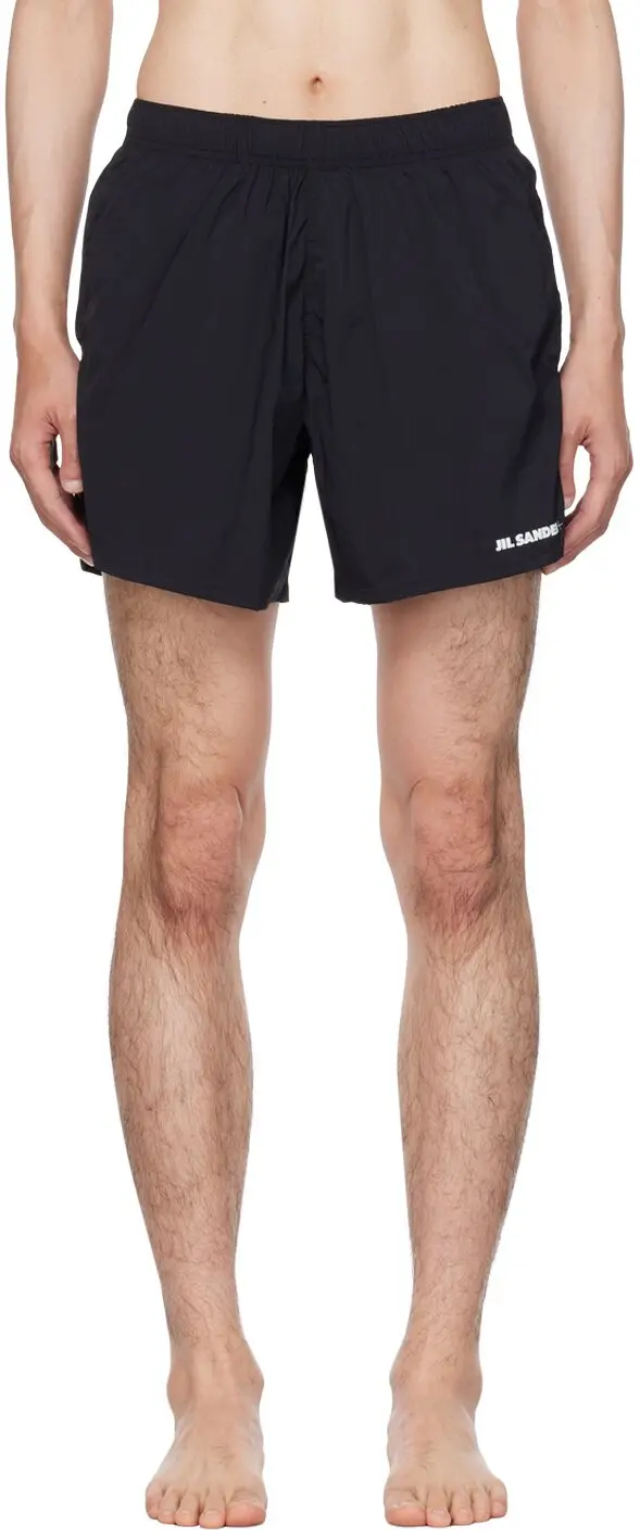 JIL SANDER Logo Elasticated Waist Swim Shorts - Black