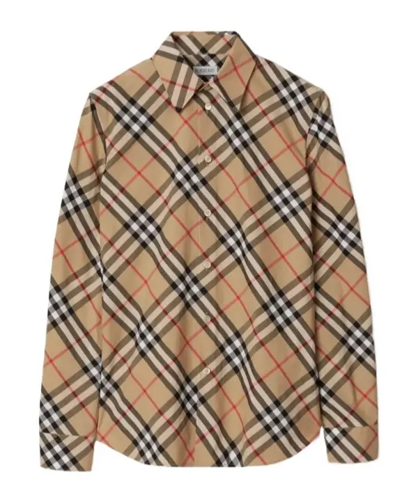 Burberry Long-sleeved Checked Shirt - Brown
