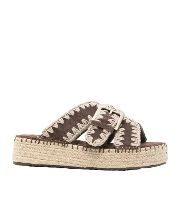 Mou Buckle Strappy Sandals - Brown