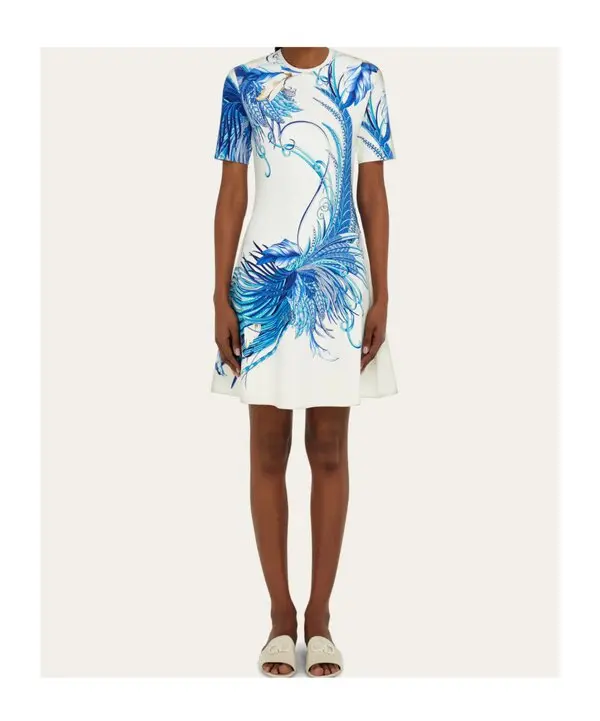 FERRAGAMO Feather Print Dress