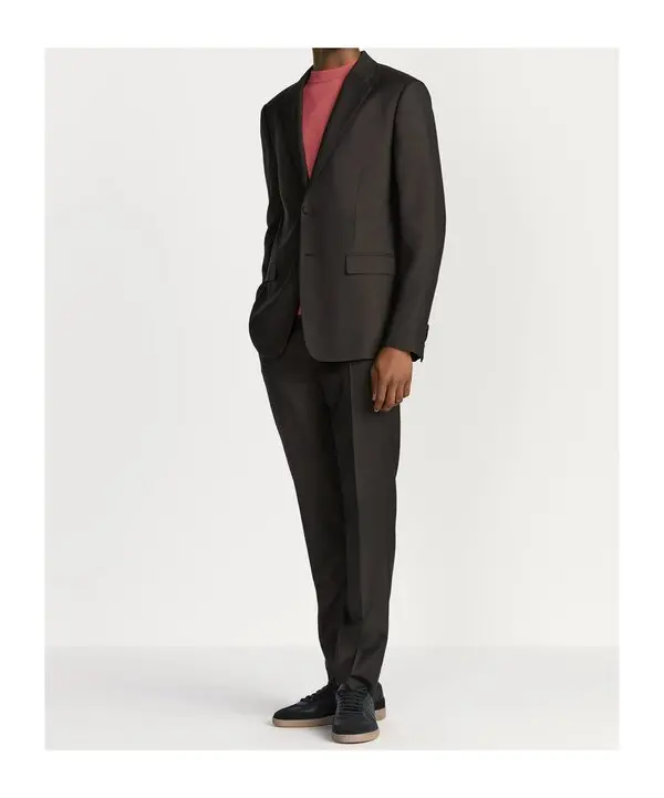 Dior Embroidered Notch Lapel Wool Blend Jacket - Brown