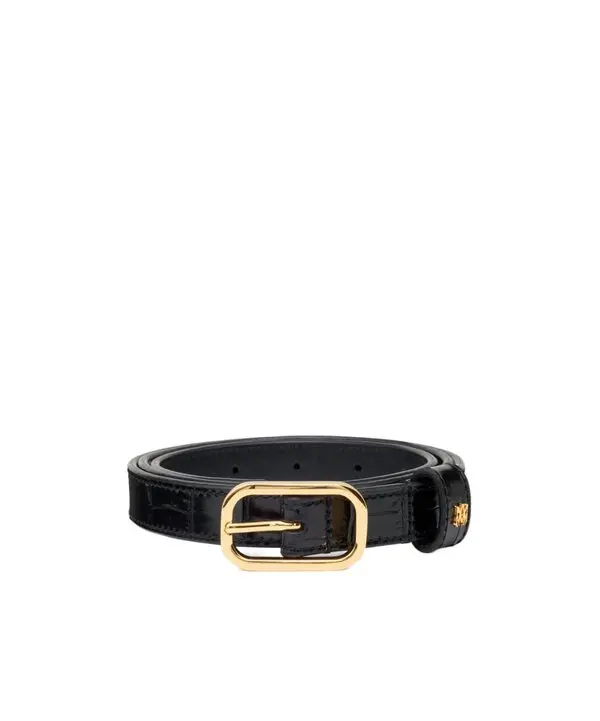 Amiri Crocodile-embossed Leather Belt With Chrome Hardware - Black Gold