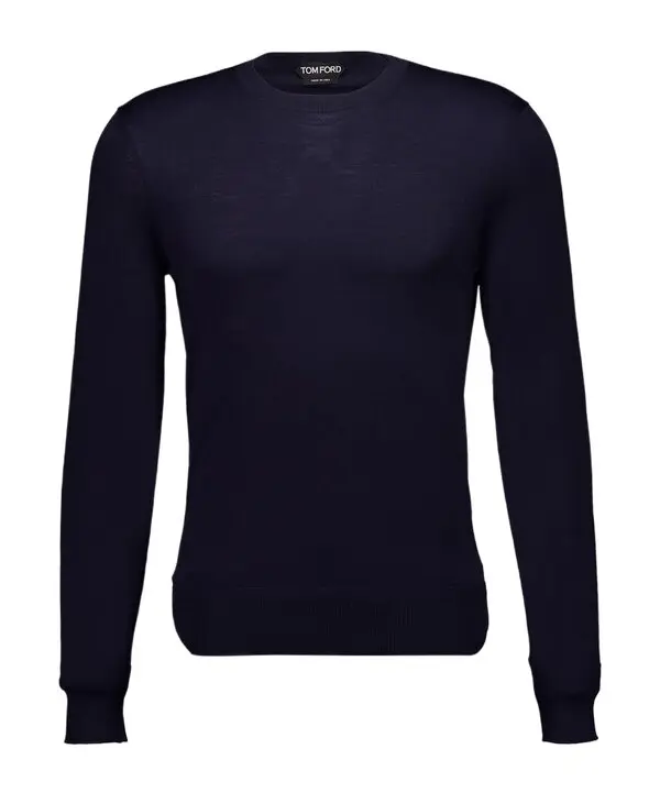 TOM FORD Crewneck Fine-knit Jumper With Long Sleeves - Dark Blue