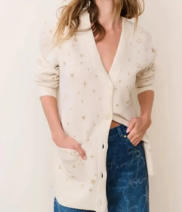 LoveShackFancy Mar Star-pattern Wool Cashmere Blend Cardigan - Venus