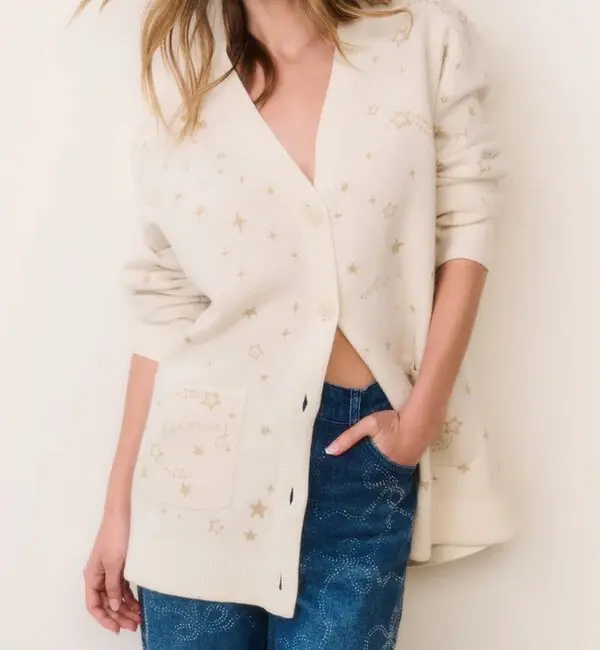 LoveShackFancy Mar Star-pattern Wool Cashmere Blend Cardigan - Venus