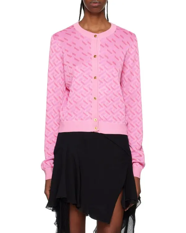 Versace La Greca Monogram Button-up Cardigan