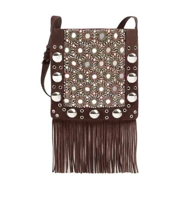Valentino Garavani Embellished Fringe Shoulder Bag - Multicolored/dark Brown