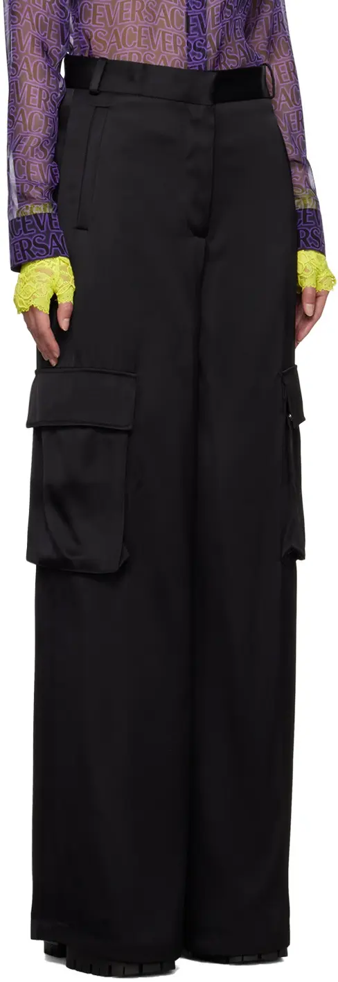 Versace Straight Leg Tailored Pants With Belt Ring