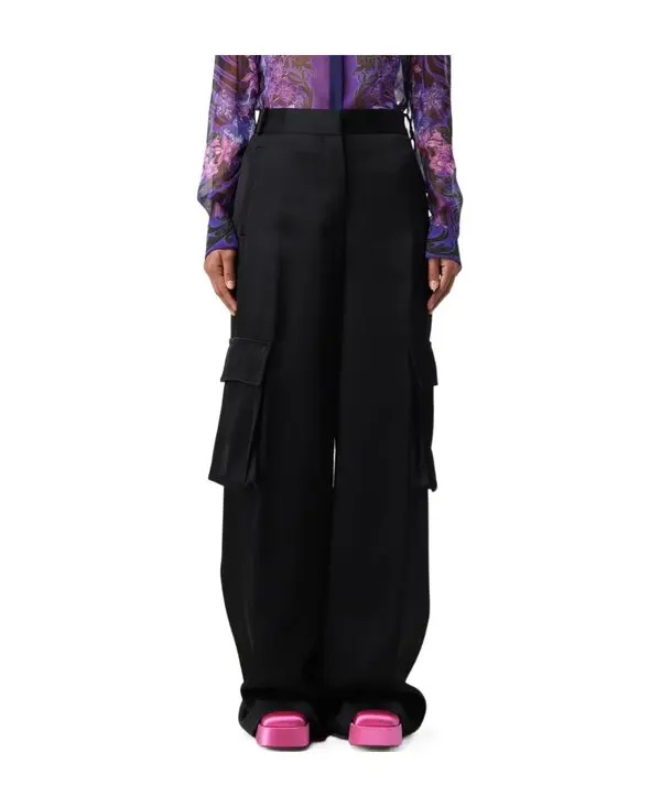 Versace Straight Leg Tailored Pants With Belt Ring