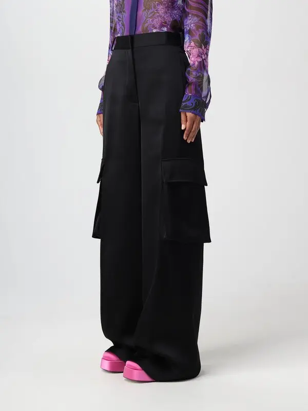 Versace Straight Leg Tailored Pants With Belt Ring