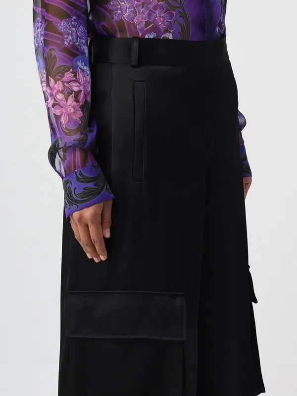 Versace Straight Leg Tailored Pants With Belt Ring