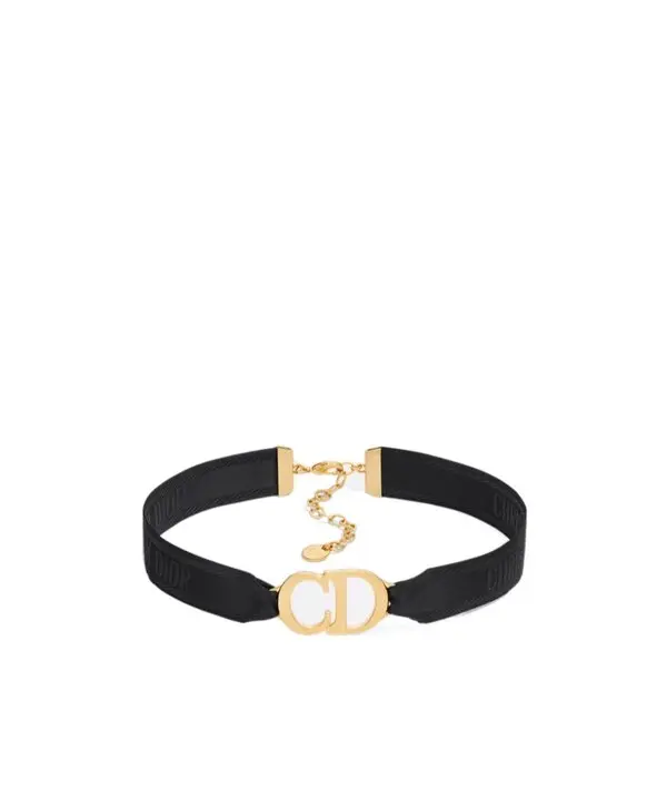 Dior Saddle Choker With Cd Logo - Golden Black