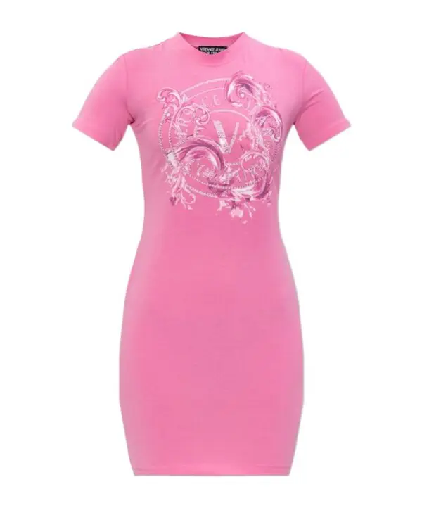 Versace Baroque Logo Sequined Dress