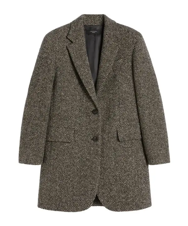 Max Mara Herringbone Tweed Coat