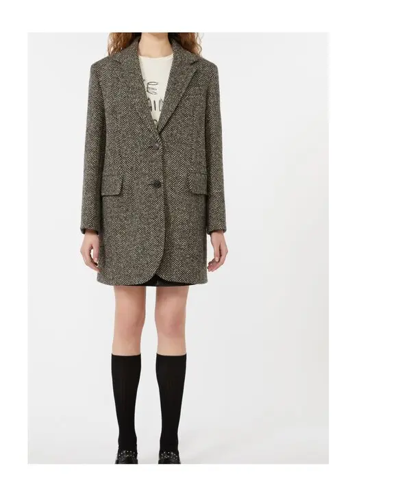 Max Mara Herringbone Tweed Coat