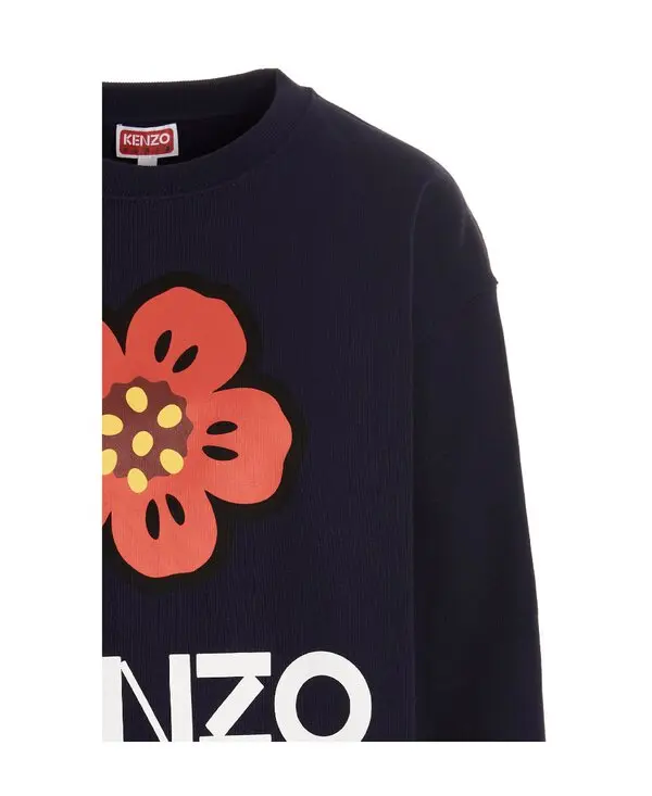 Kenzo Logo Printed Crewneck Sweatshirt - Black