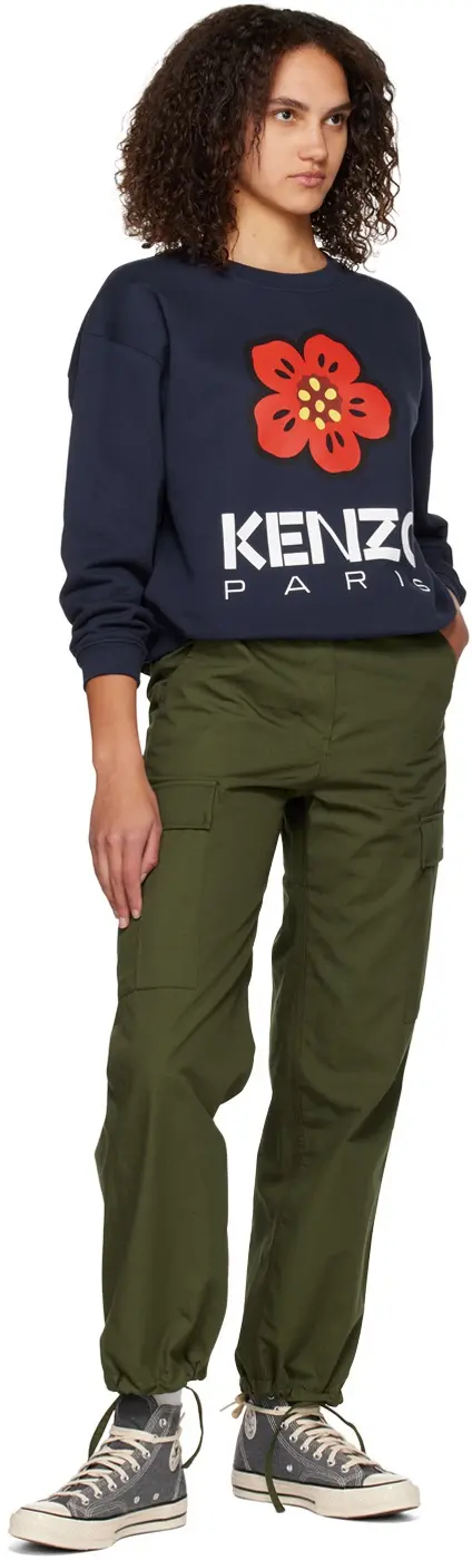 Kenzo Logo Printed Crewneck Sweatshirt - Black