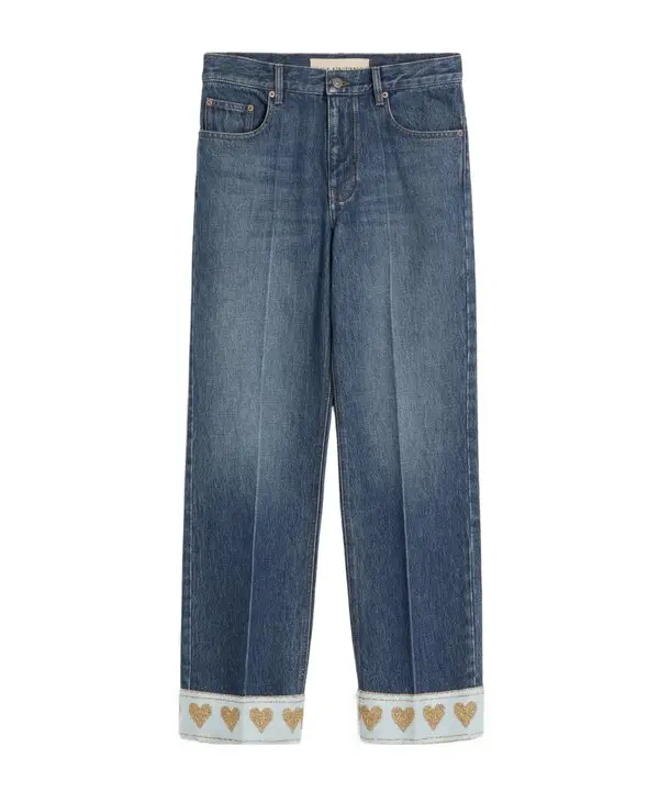Valentino Garavani High Waist Jeans With Heart Motif