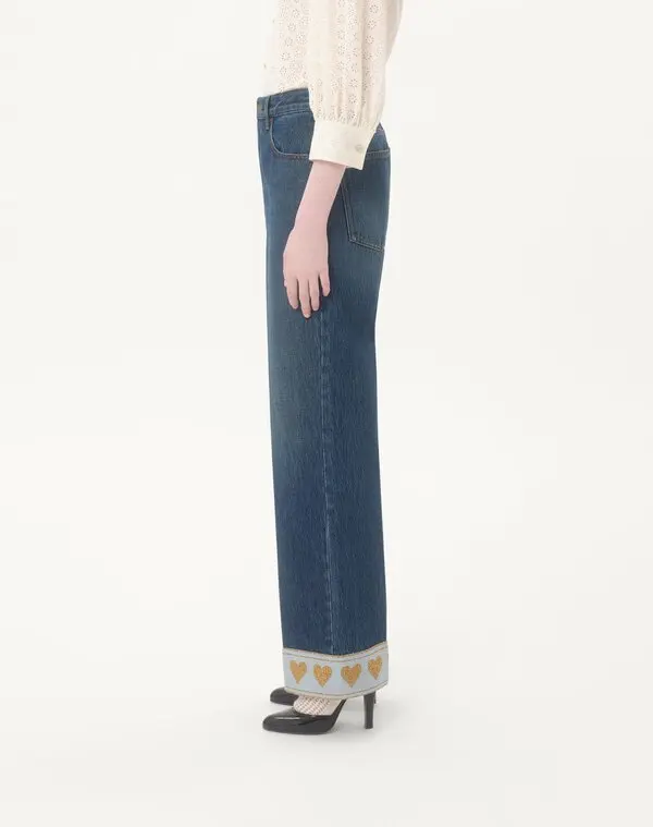 Valentino Garavani High Waist Jeans With Heart Motif