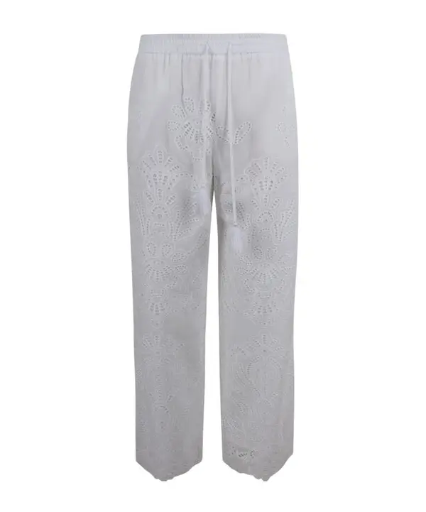 ERMANNO FIRENZE Embroidered Wide-leg Pants - Gray