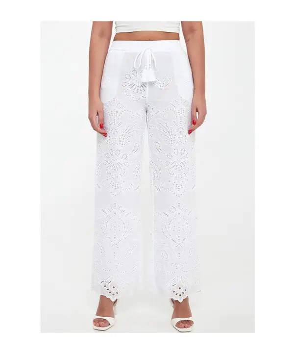 ERMANNO FIRENZE Embroidered Wide-leg Pants - Gray