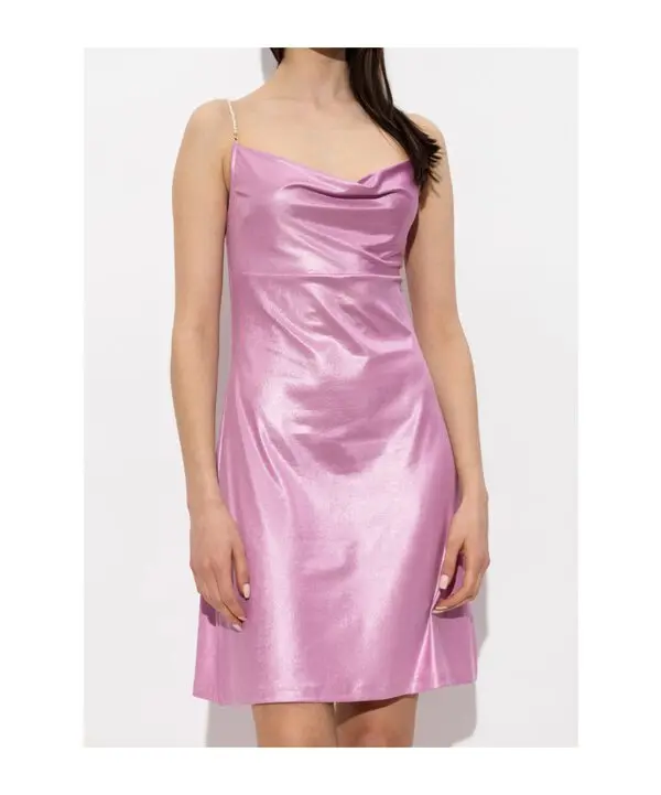 Versace Draped Pearl-strap A-line Dress - Pink
