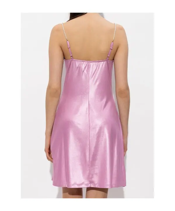 Versace Draped Pearl-strap A-line Dress - Pink