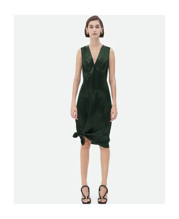 Bottega Veneta V-neck Satin Midi Dress