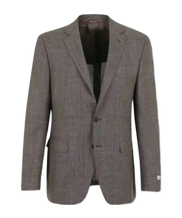 Canali Checked Button Suit - Gray