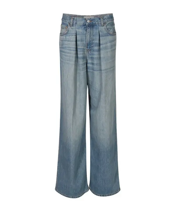 HAIKURE Pleated Wide-leg Jeans With Belt Loops - Gray