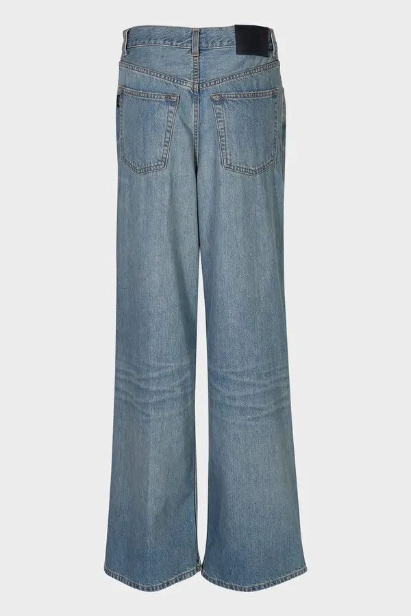HAIKURE Pleated Wide-leg Jeans With Belt Loops - Gray