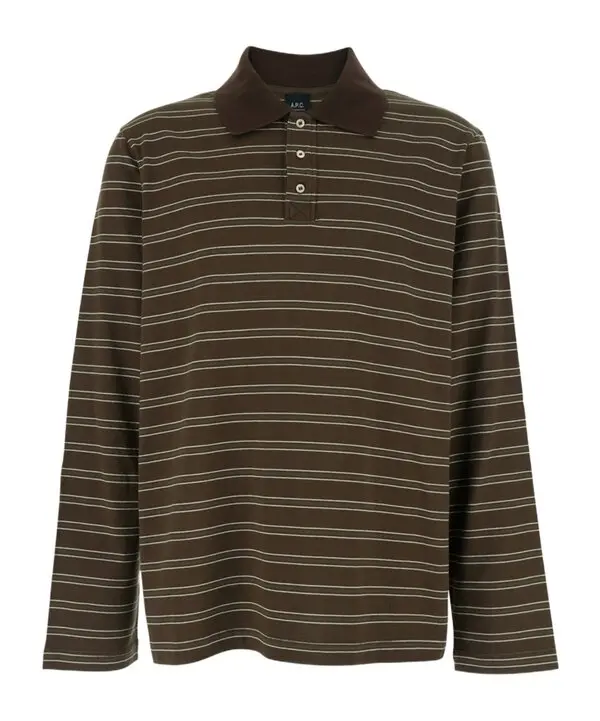 A.p.c. Button Detailed Striped Polo Shirt
