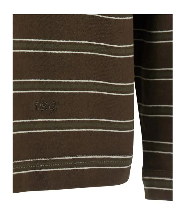 A.p.c. Button Detailed Striped Polo Shirt