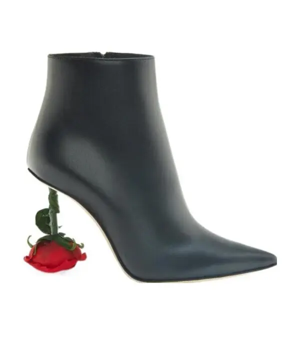 Loewe Rose Heel Calfskin Ankle Boots - Black