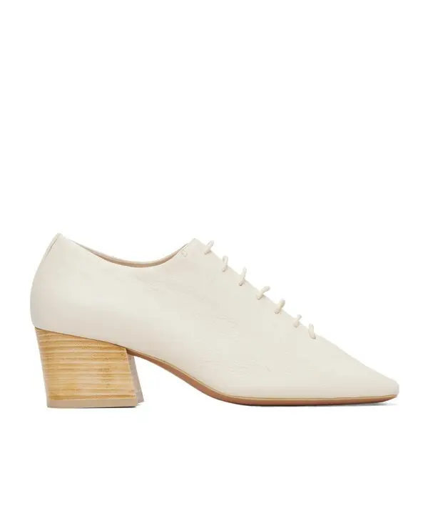 LEMAIRE 55mm Souris Square Toe Lace-up Pumps - White