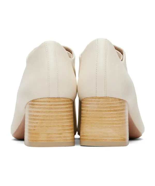 LEMAIRE 55mm Souris Square Toe Lace-up Pumps - White