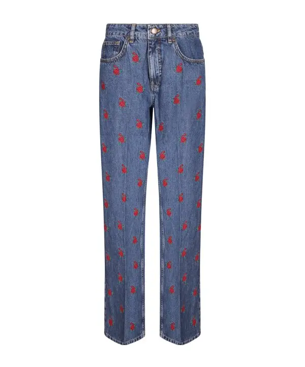 Farm Rio Embroidered Floral Jeans