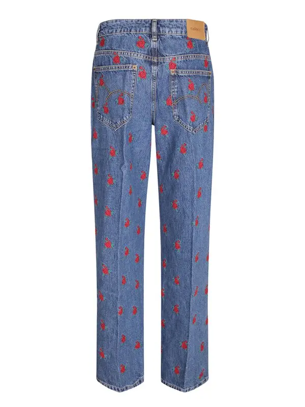 Farm Rio Embroidered Floral Jeans