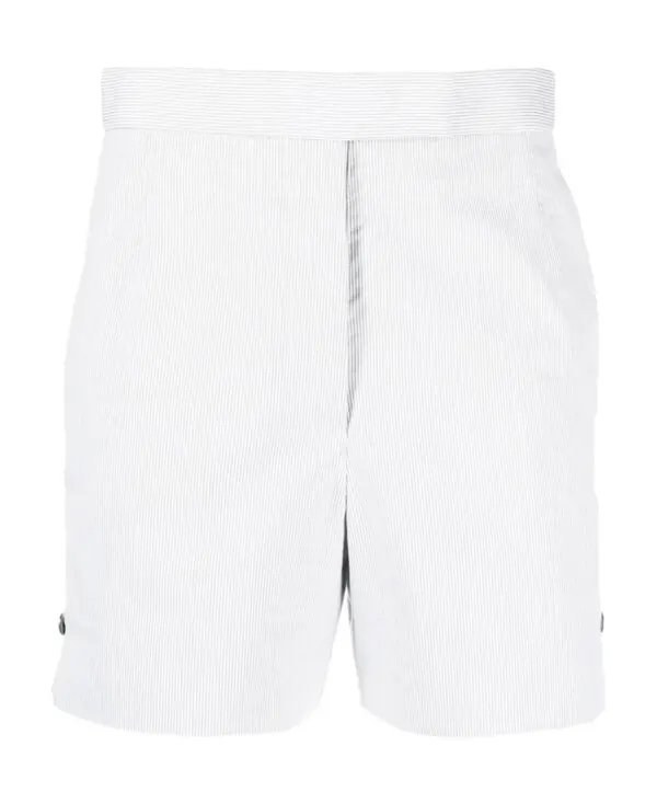 Thom Browne Striped High-waisted Tailored Shorts - Medium Gray