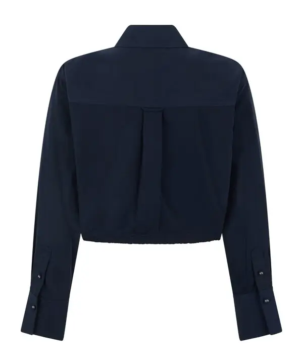 Veronica Beard Wilfred Cropped Shirt With Zip Pocket And Drawstring Hem