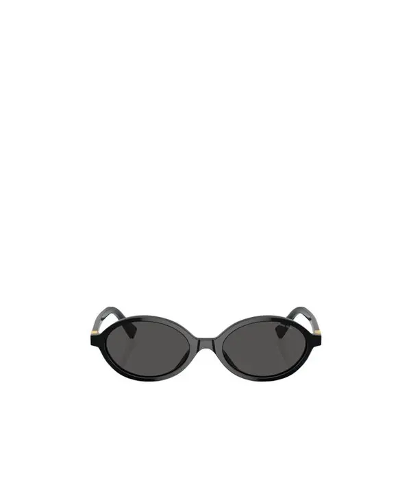 Miu Miu Logo-lettering Oval Sunglasses - Black