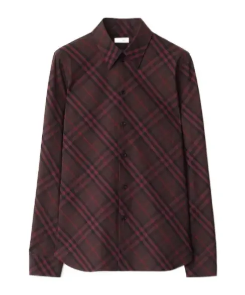 Burberry Slim Fit Check Shirt - Wine Red