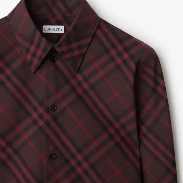 Burberry Slim Fit Check Shirt - Wine Red