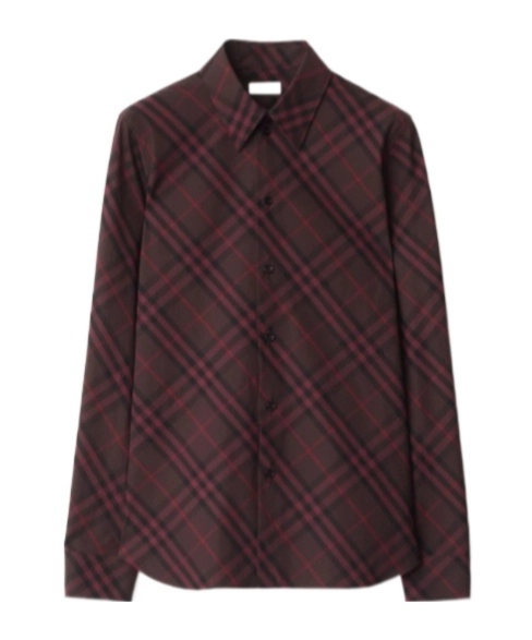 Burberry Slim Fit Check Shirt - Wine Red