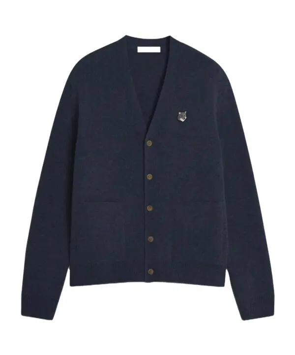 Maison Kitsuné Grey Fox Head Cardigan - Classic Navy Blue