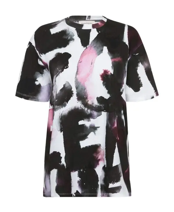 Alexander McQueen Printed Cotton T-shirt - Black
