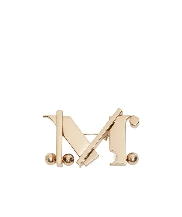 Max Mara Metal Monogram Brooch - Golden